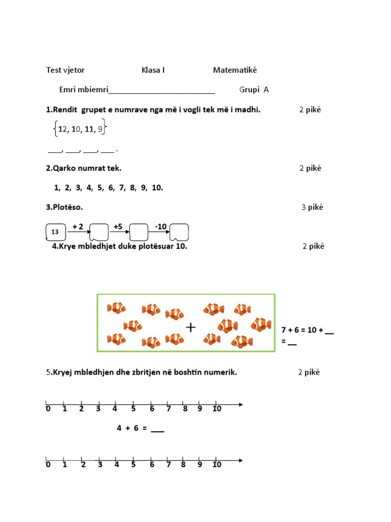 Matematikë 1 - Test 3 (Vjetor) | PDF