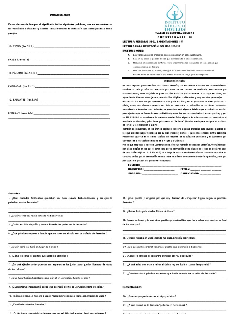 Vocabulario bíblico | PDF | Jeremías | Libros de la Biblia hebrea