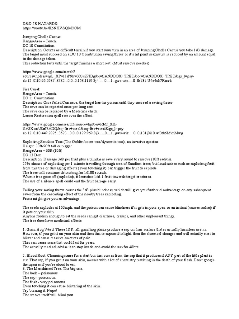 D&D 5E HAZARDS | PDF