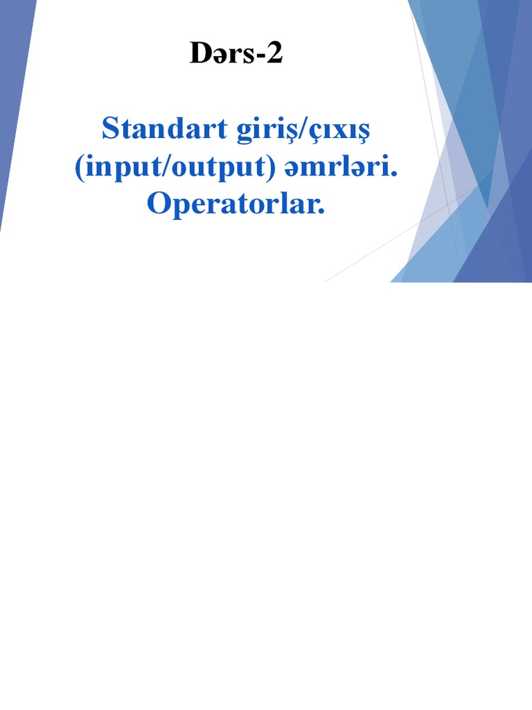Ders 2 Giris Cixis Operatorlar PDF | PDF