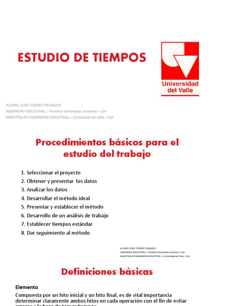 Estudio De Tiempos Universidad Primera Parte Pdf Ingeniería
