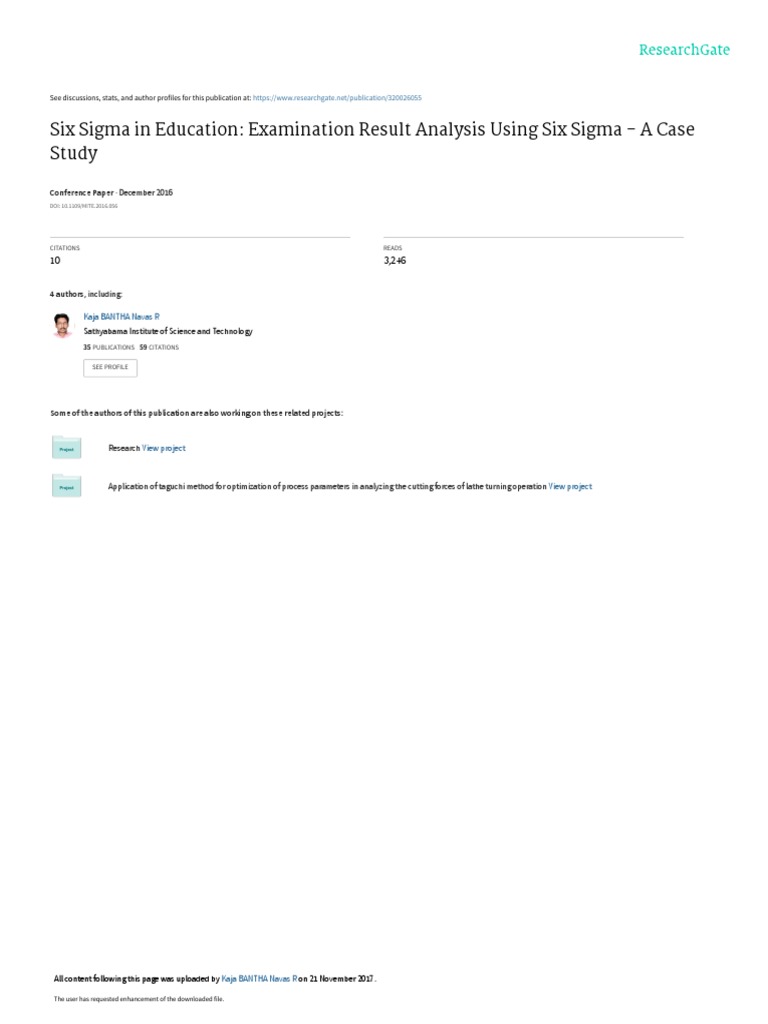 Six-Sigma in Examinations Research Paper | PDF | Six Sigma | Errors And ...