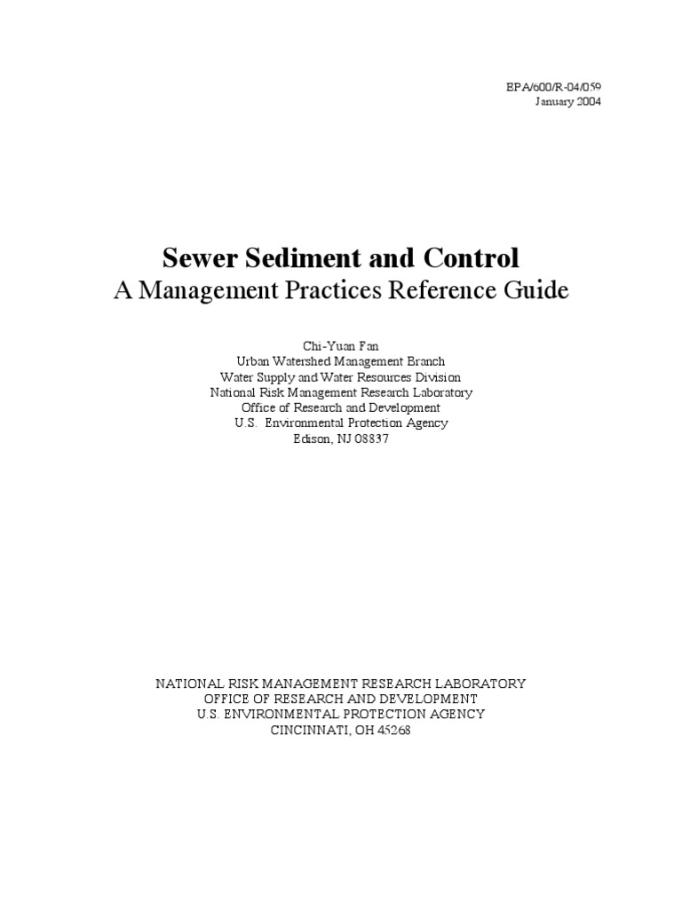 Sewer Sediment And Control A Management Practices Reference Guide