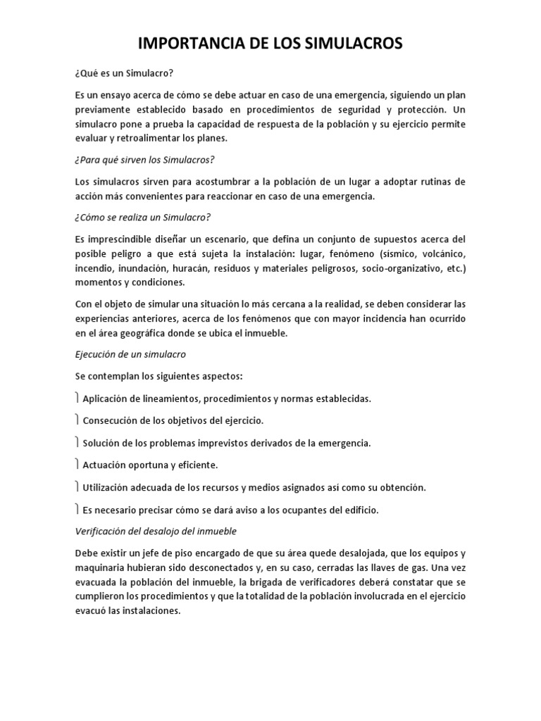Qué Es Un Simulacro | PDF