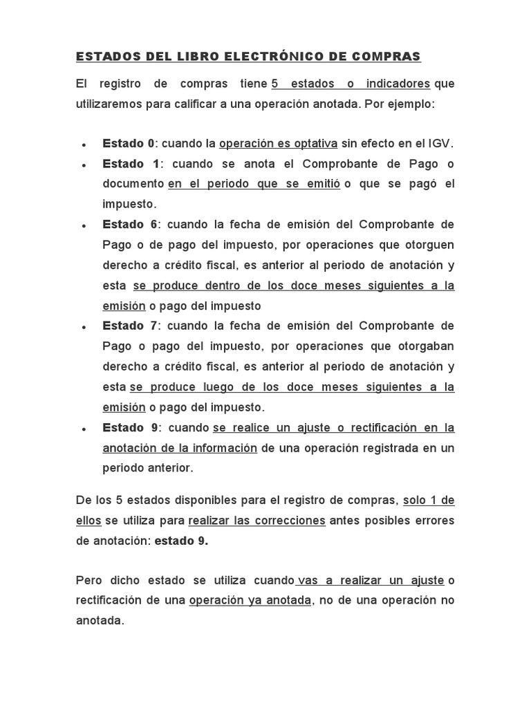 Estados Del Libro Electrónico de Compras | PDF