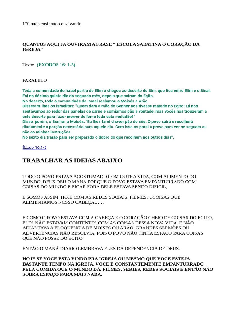 Escola Sabatina: 170 Anos de Ensino | PDF | Bíblia | Jesus