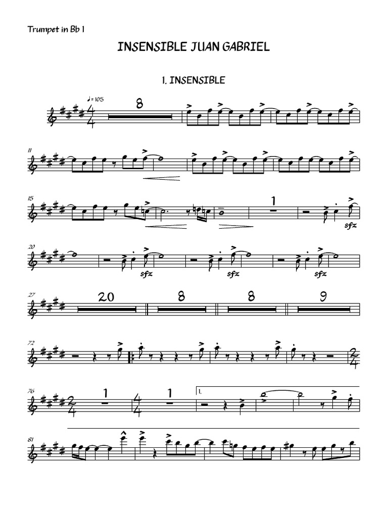 Juan Gabriel Insensible Sheet Music | PDF