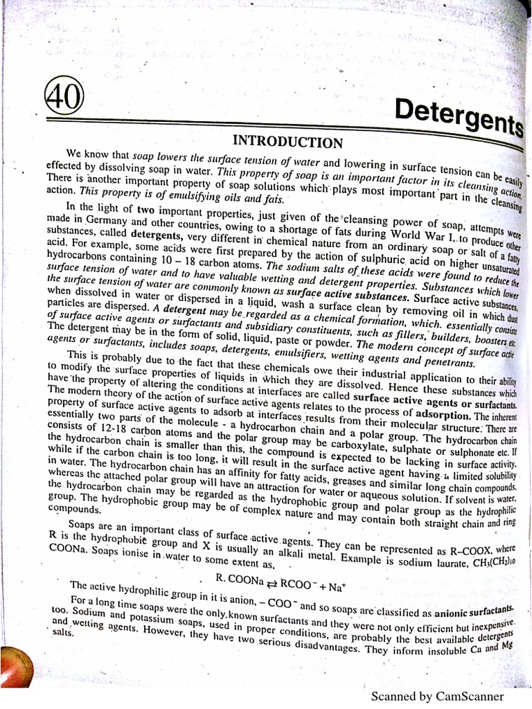 Detergents (Industrial Chemistry Book) | PDF