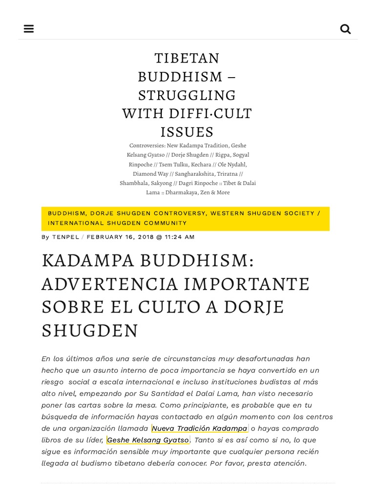 Kadampa Buddhism - Advertencia Importante Sobre El Culto A Dorje Shugden - 210355 | PDF ...