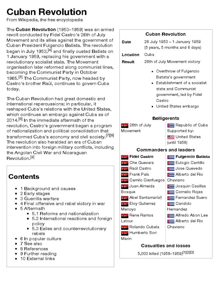 Cuban Revolution - Wikipedia, The Free Encyclopedia | PDF | Fidel ...