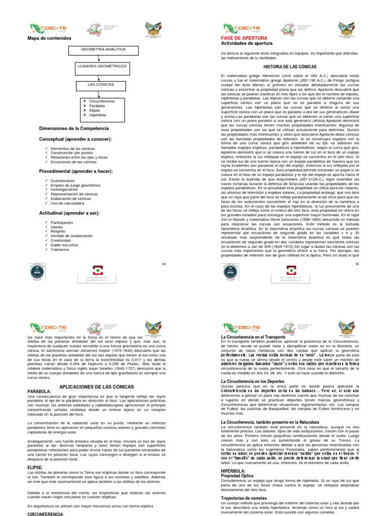 Las Cónicas | PDF | Elipse | Geometría Elemental