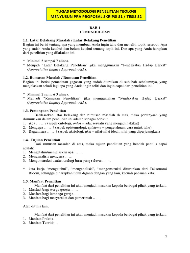 Panduan Pra Proposal S1 & S2 - 1 Ok-Revisi | PDF