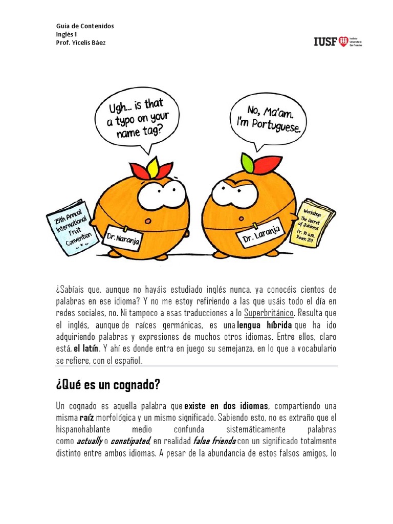 Guia 2 Ing1 Cognados y Falsos Cognados | PDF | Lengua española | Idioma ...