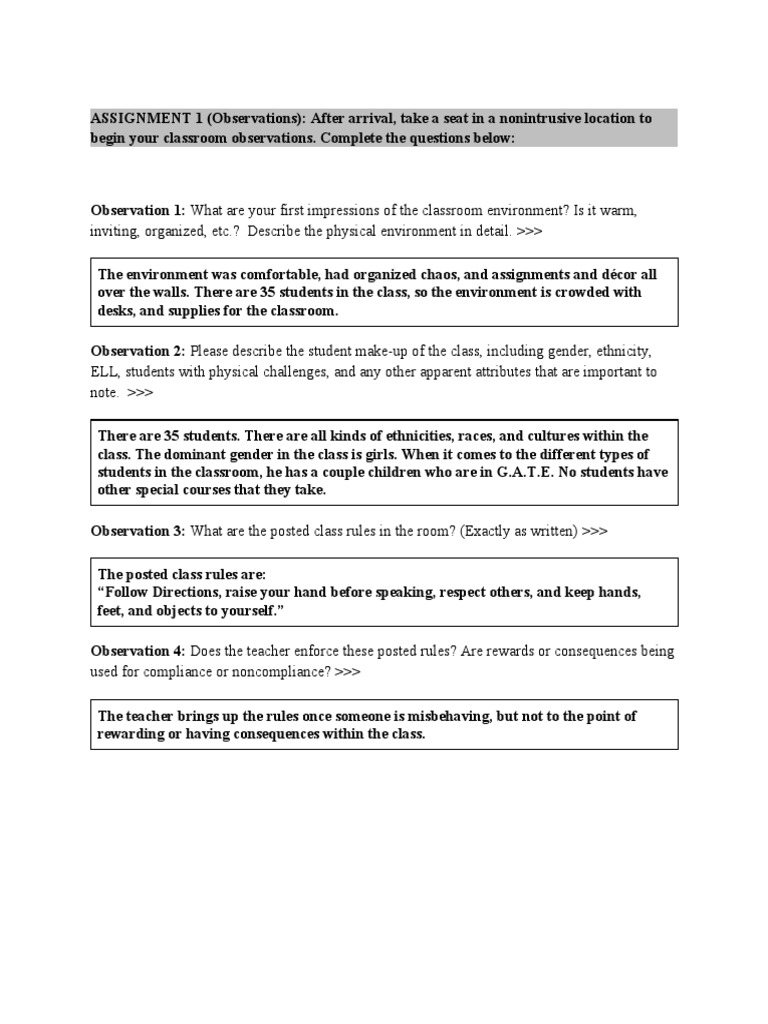 Observation Packet | PDF | Teachers | Classroom