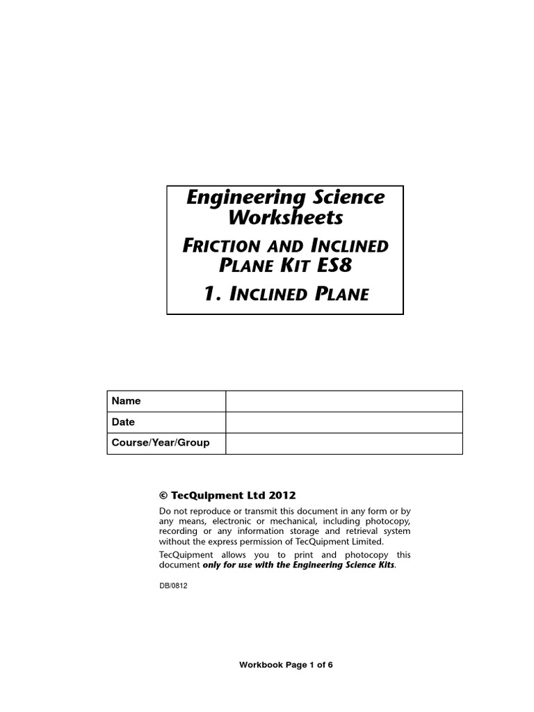 ES8 Exp 1 - Inclined Plane - 1012 | PDF | Force | Weight