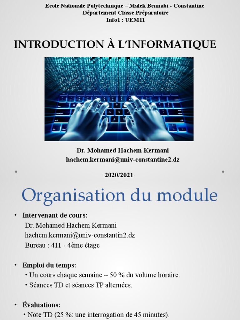Cours Informatique | PDF | Enseignement des mathématiques | Algèbre de Boole (logique)