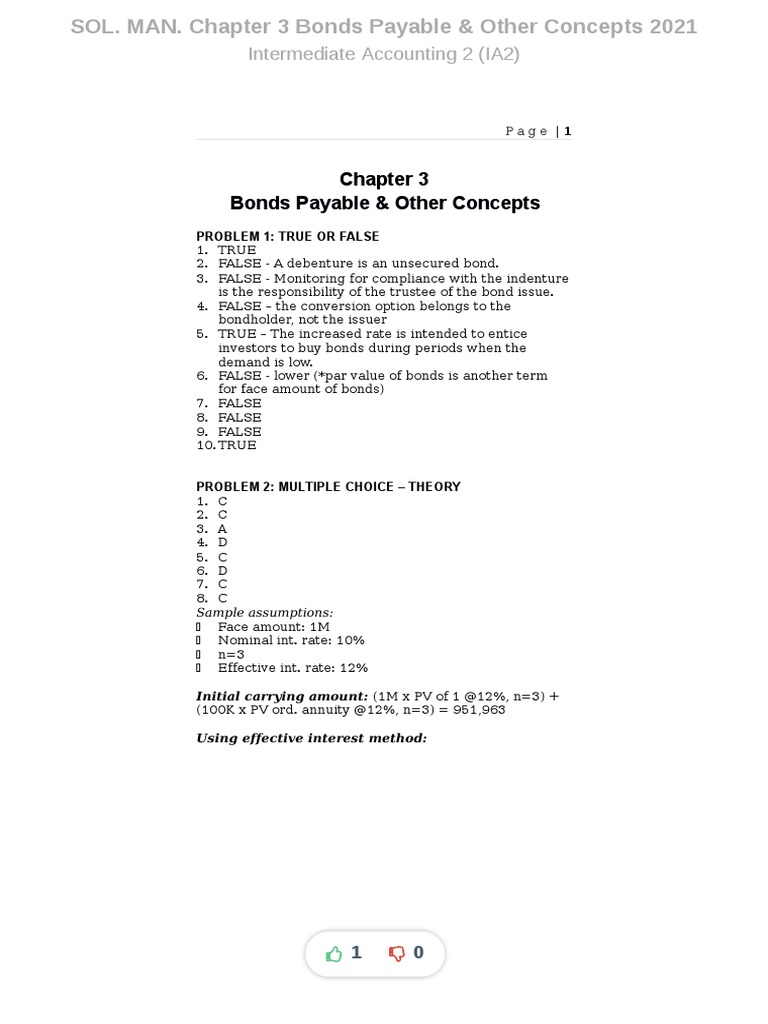 Chapter 3 Solutions: Bonds Payable | PDF | Discounting | Bonds (Finance)