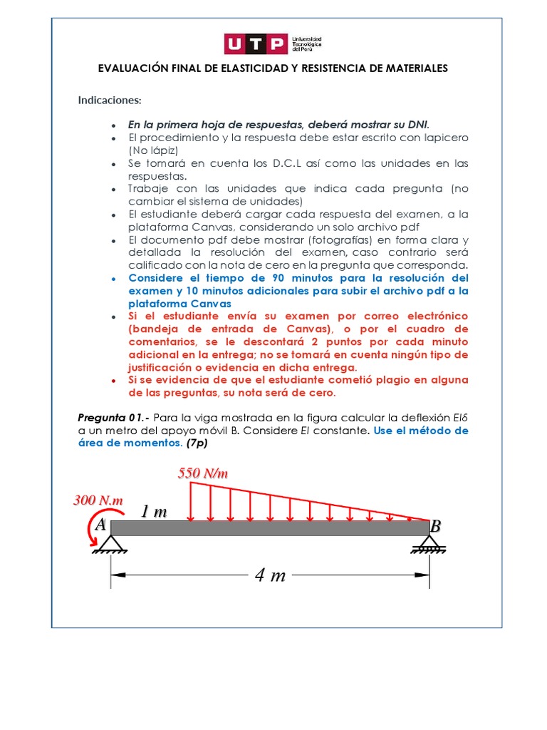Examen Final: Elasticidad y Resistencia | PDF | Ciencia y matemáticas