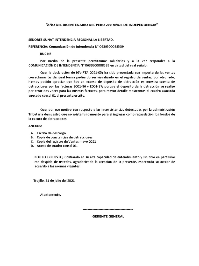 Descargo Sunat | PDF