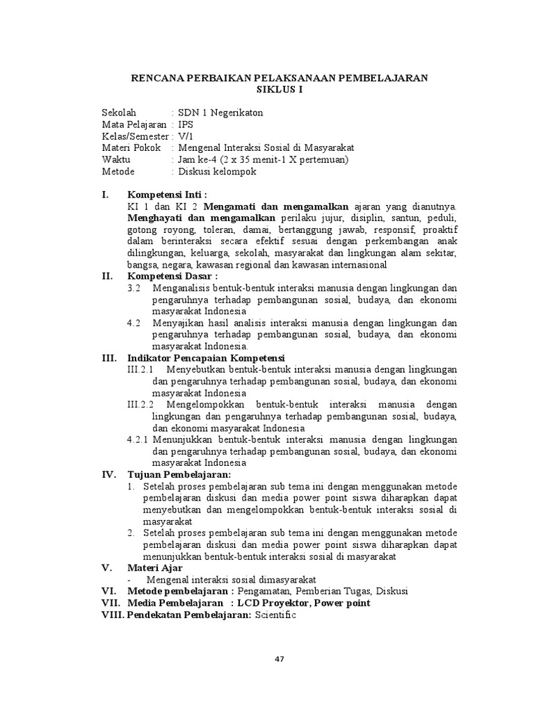 02 RPP Siklus 1 | PDF