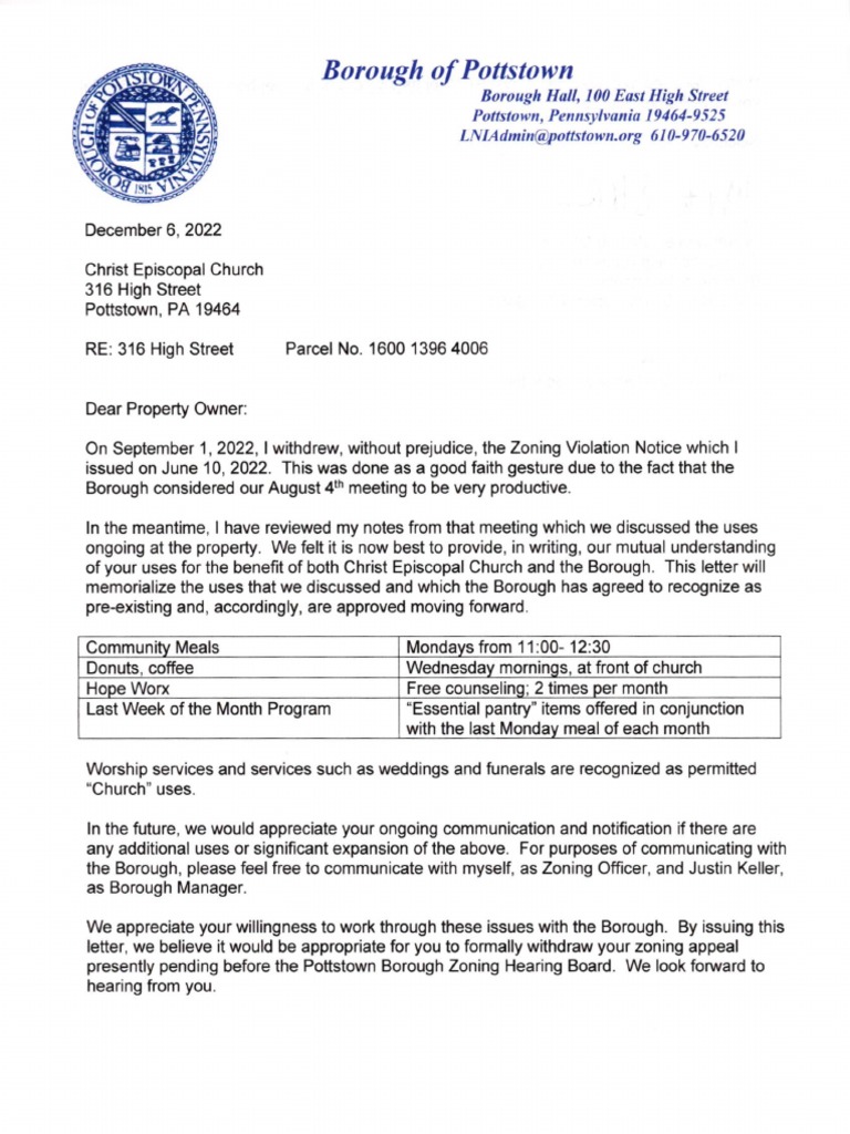 Christ Episcopal Church Letter | PDF | Law