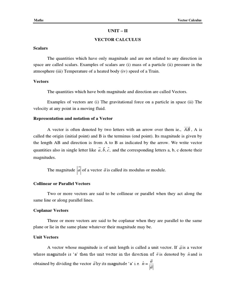 Unit II Vector Calculus PDF | PDF
