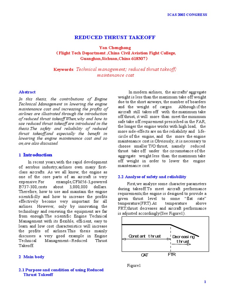 Paper 2002 Reduced Thrust Takeoff | PDF | Takeoff | Aviation