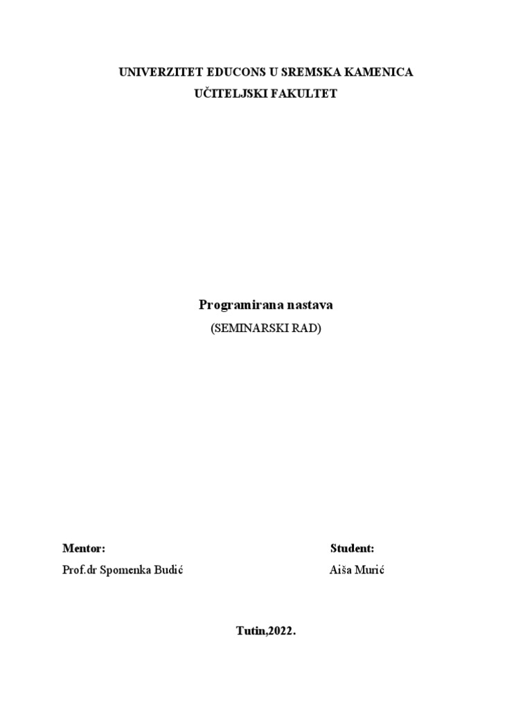 PROGRAMIRANA NASTAVA | PDF