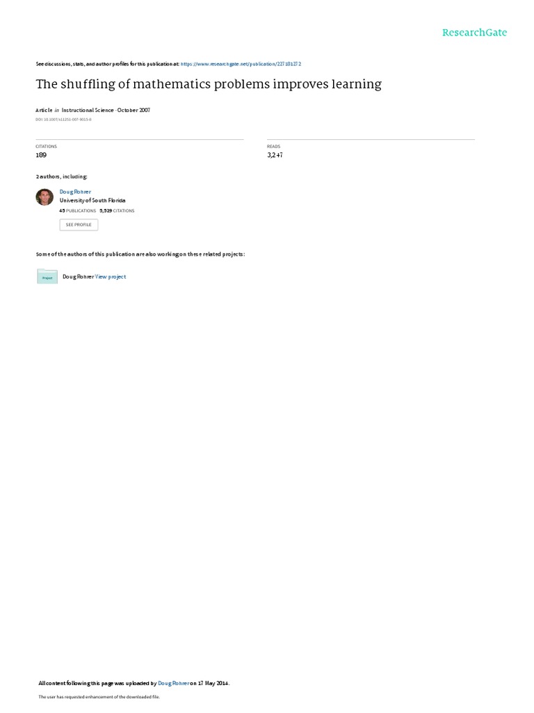 The Shuffling of Mathematics Problems Improves Lea - Co Pia | PDF | Experiment | Sphere