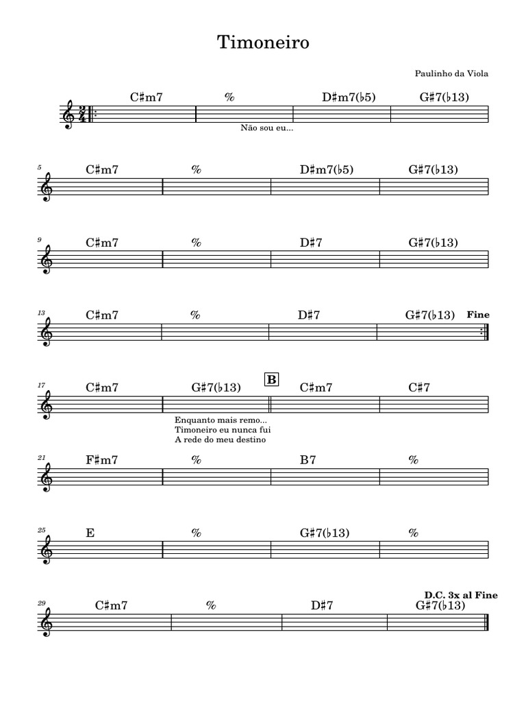 Timoneiro Paulinho Da Viola Ok | PDF
