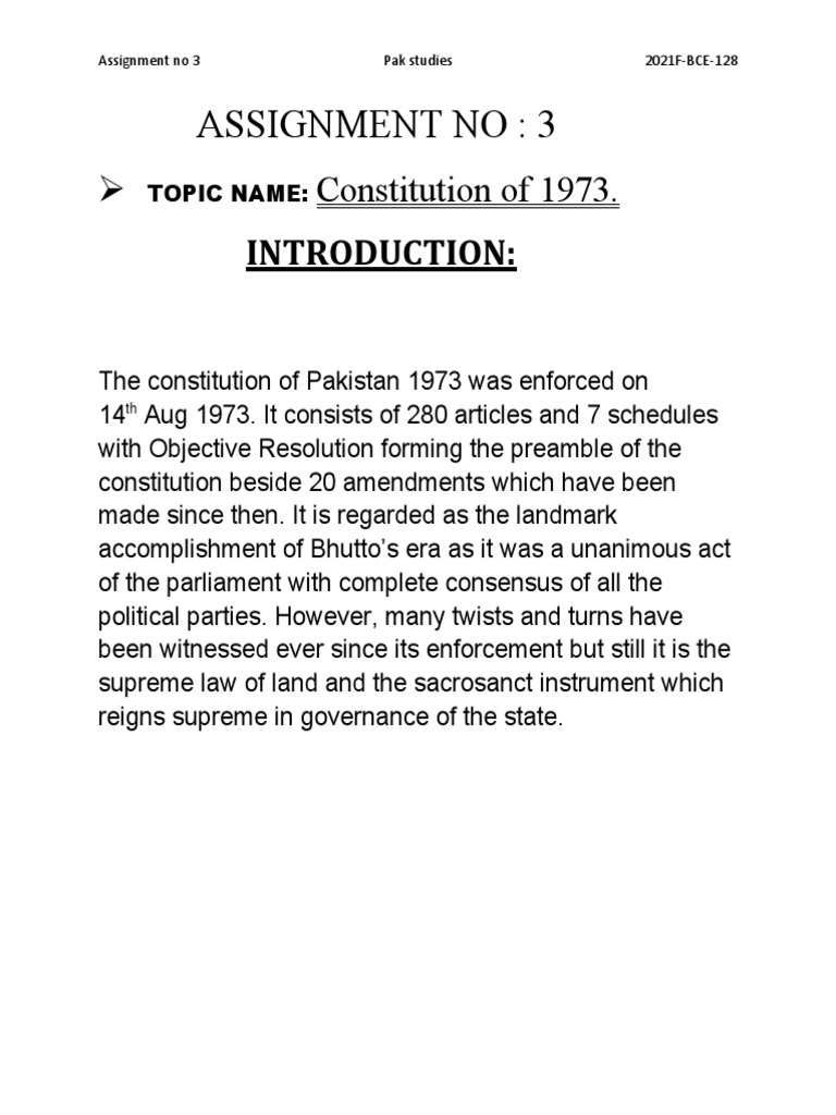 ASSIGNMENT NO 3.p.st Final | PDF | Government | Constitutional Law