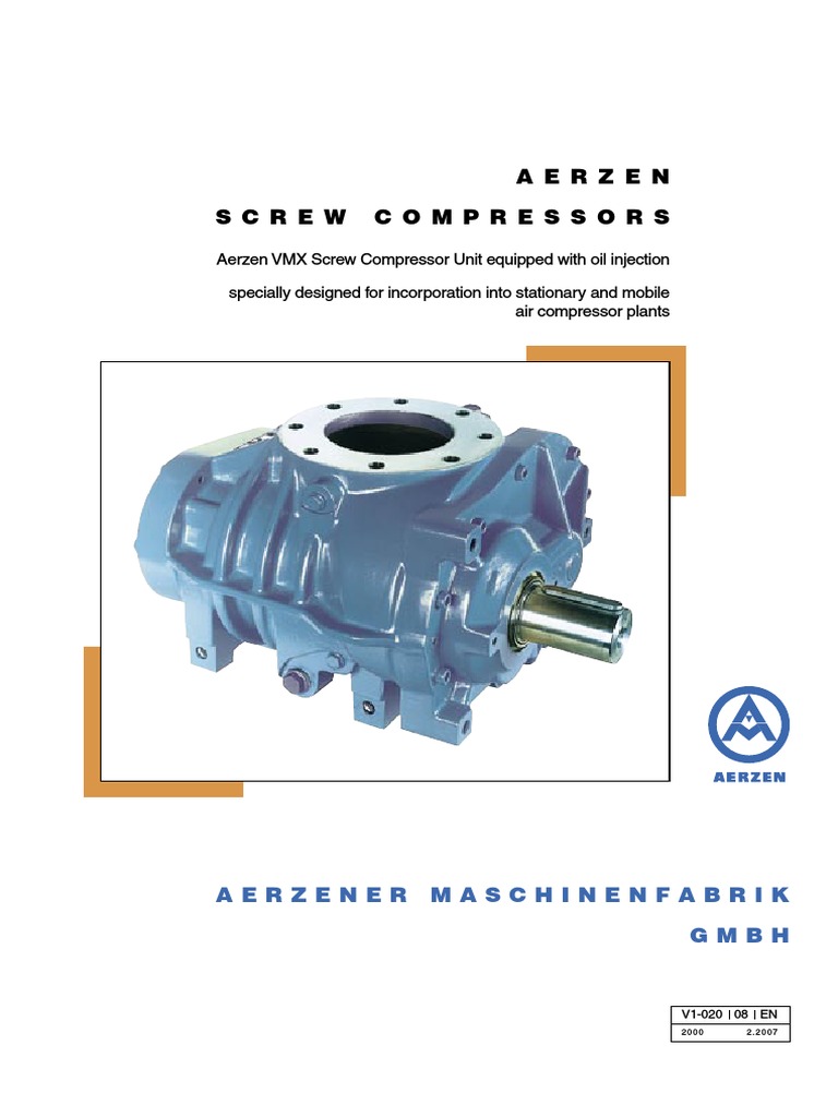 Aerzen VMX Screw Compressor Unit Equipped With Oil Injection | PDF ...