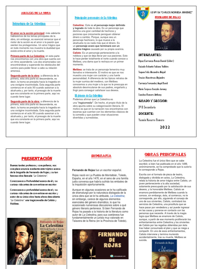 Triptico Fernando de Rojas | PDF