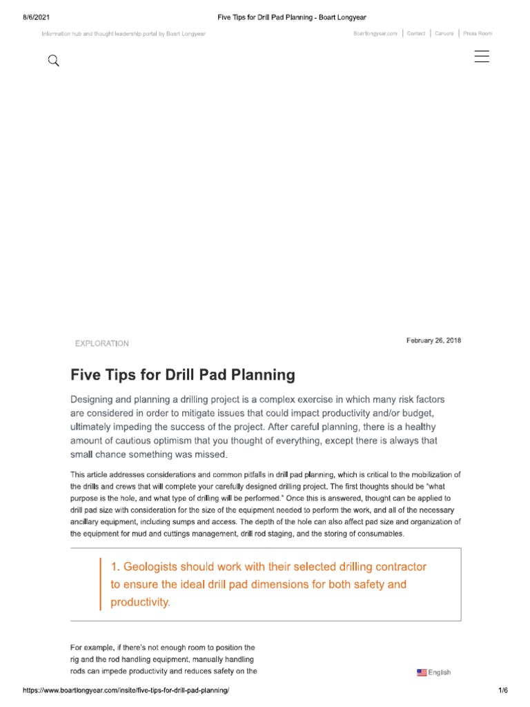 Five Tips For Drill Pad Planning | PDF