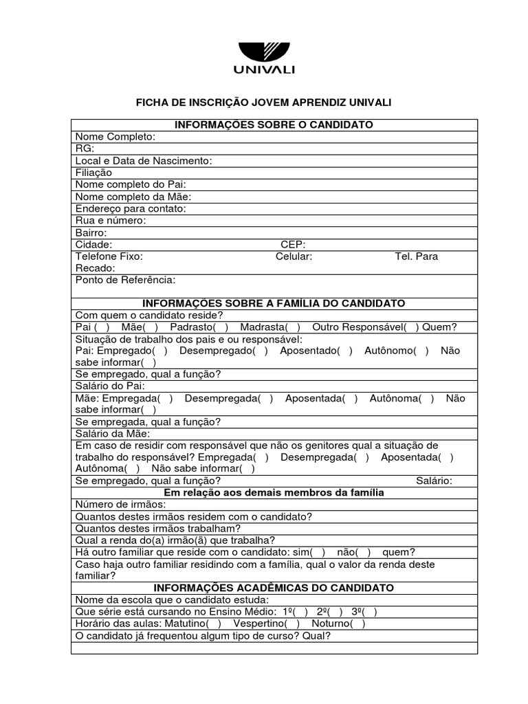 Ficha de Inscricao | PDF Ficha de Inscricao | PDF