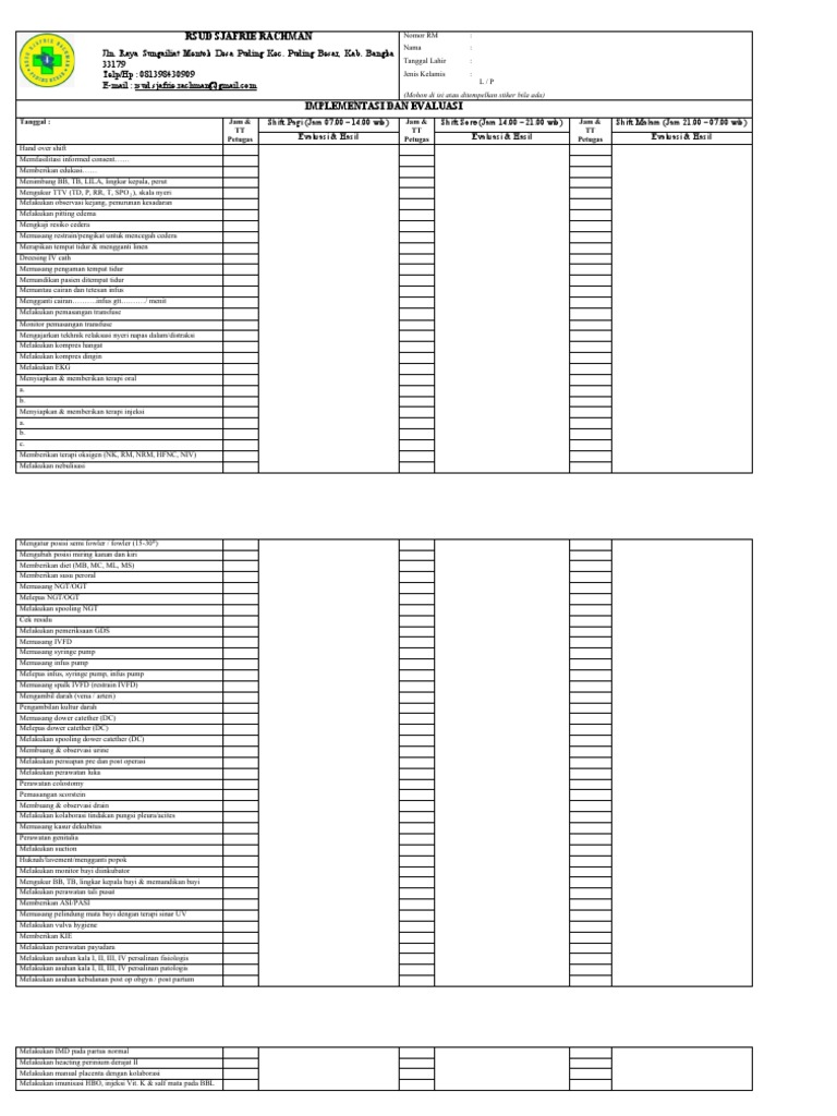 Form Implementasi Evaluasi Perawat Rsud SR | PDF
