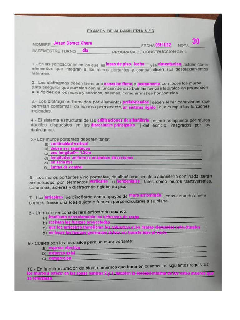 Examen Final Resuelto | PDF | Albañilería | Hormigón