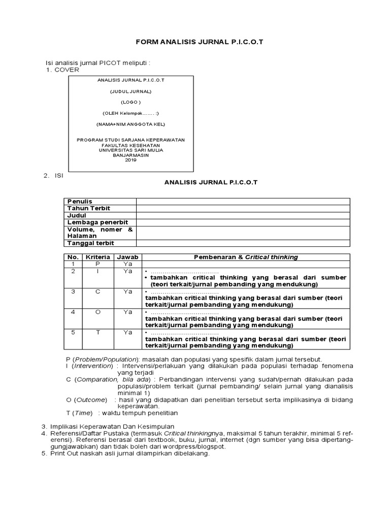 Format Pembuatan Analisis Picot | PDF