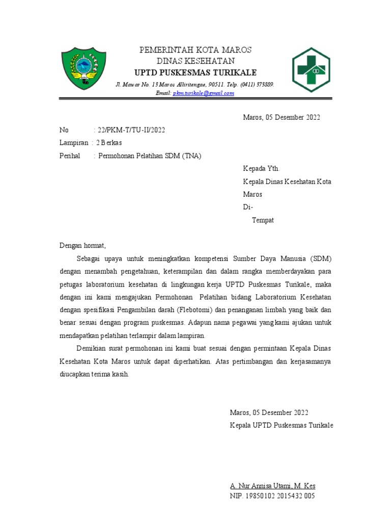 Contoh Surat Permohonan Pelatihan | PDF