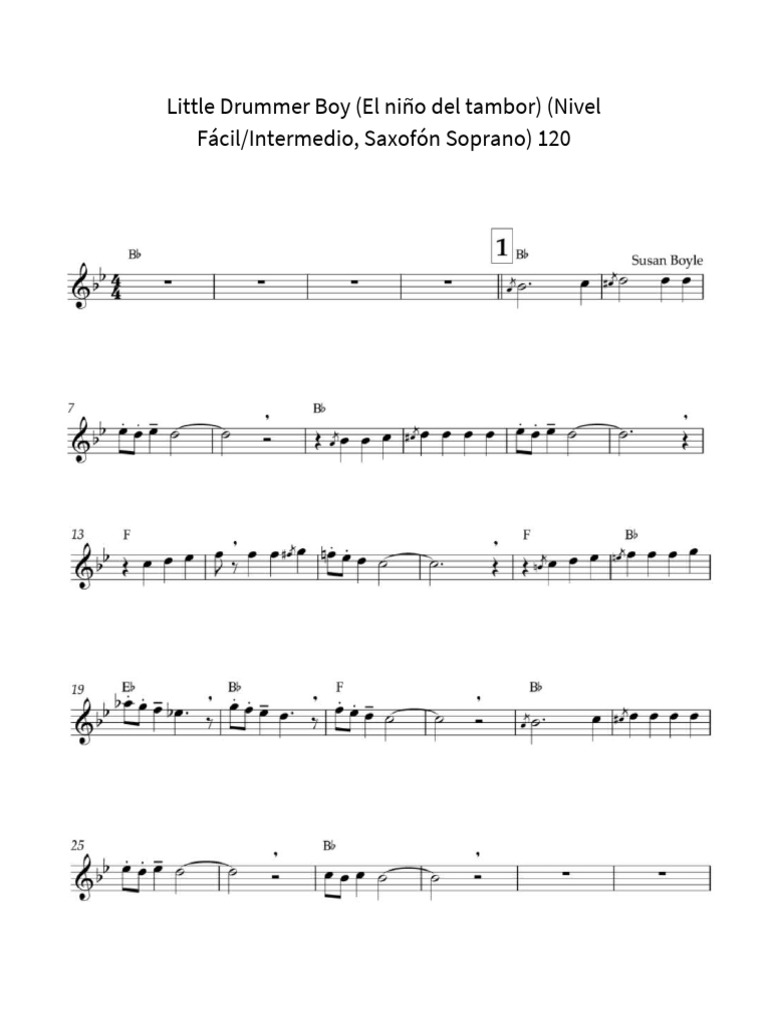 Little Drummer Boy El Niño Del Tambor Saxofón Soprano 120 | PDF