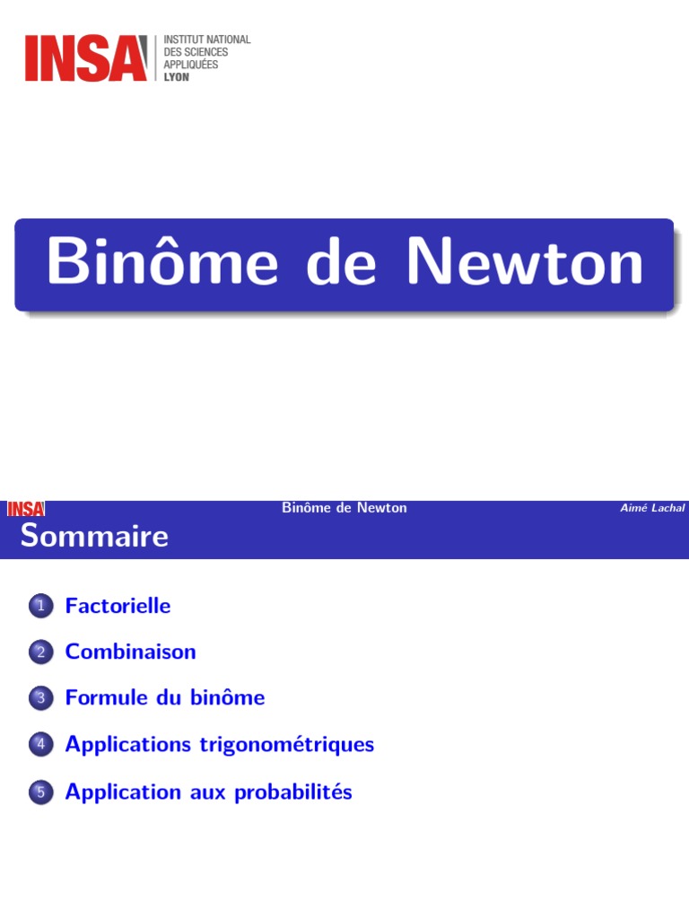 Diaporama Binome | PDF | Combinatoire | Mathématiques