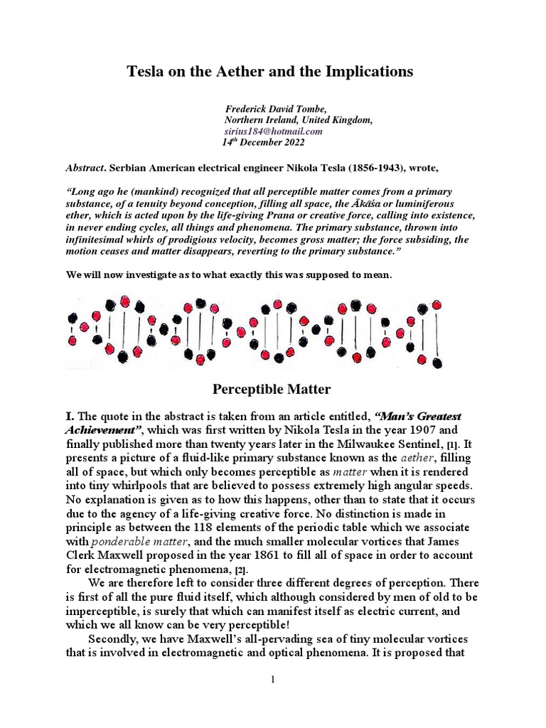 Tesla On The Aether and The Implications | PDF | Luminiferous Aether ...