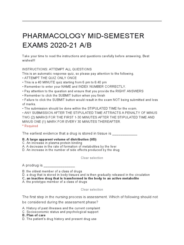 Pharmacology Mid Sem | PDF | Receptor Antagonist | Pharmacokinetics