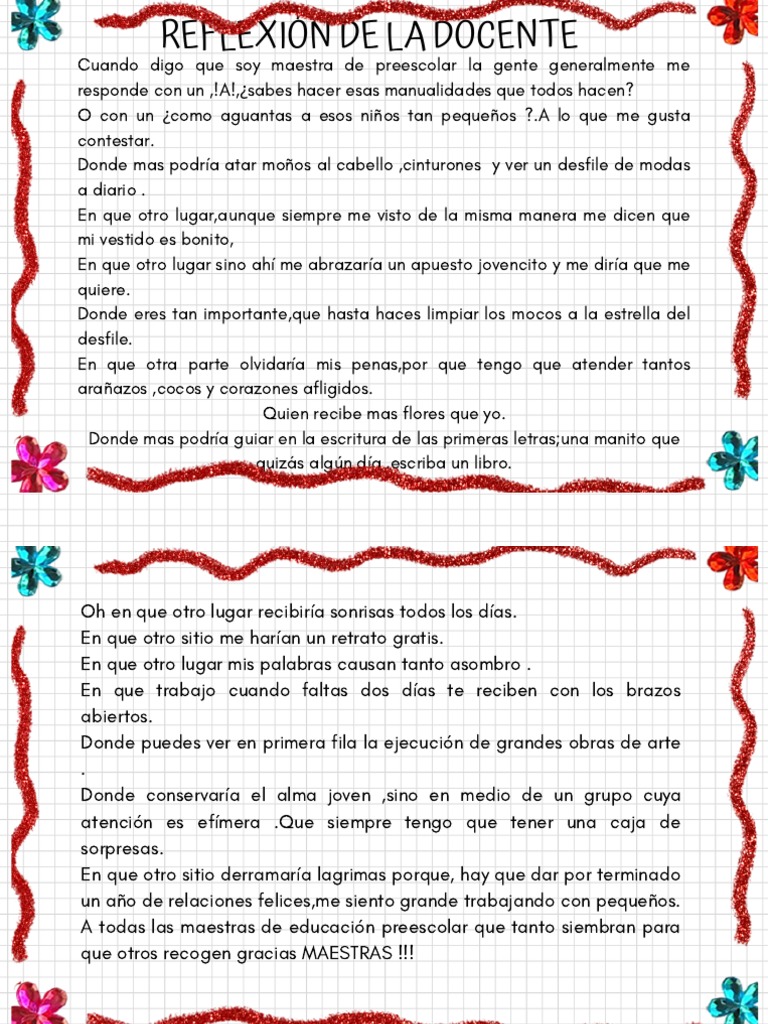 Reflexión de La Docente | PDF