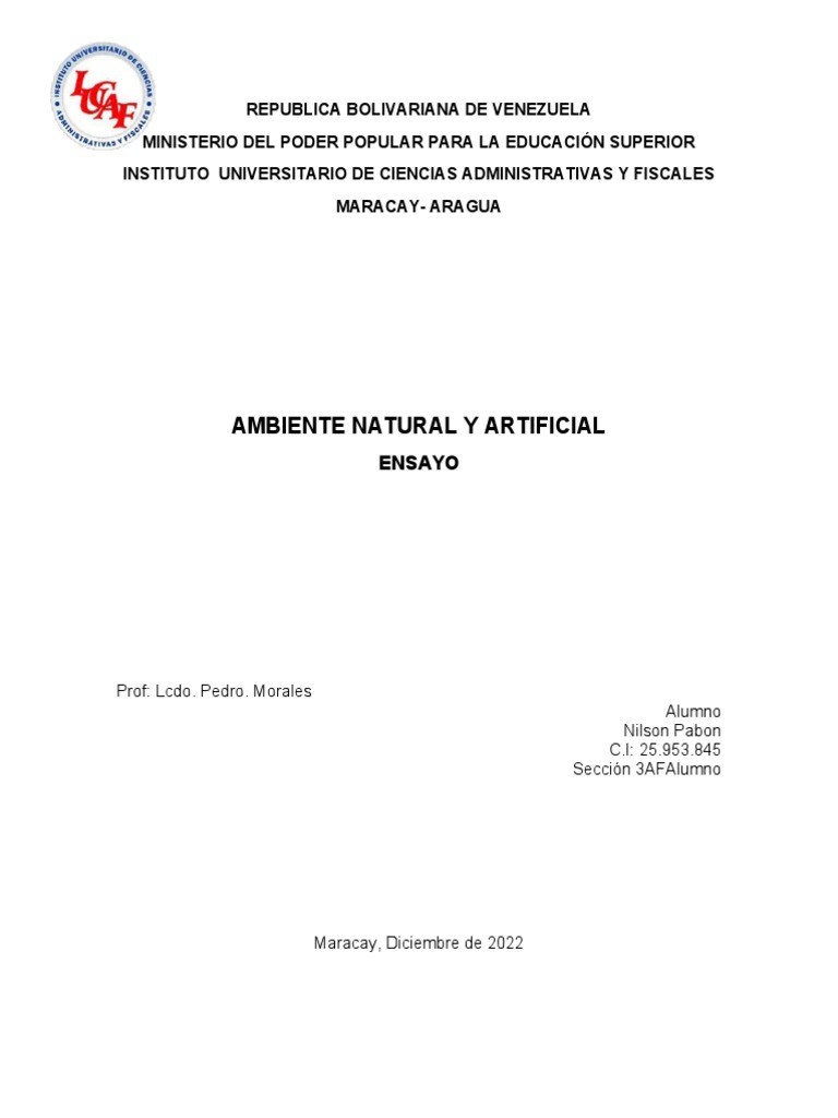 Impacto de Ambientes Artificiales en la Naturaleza | PDF | Derecho