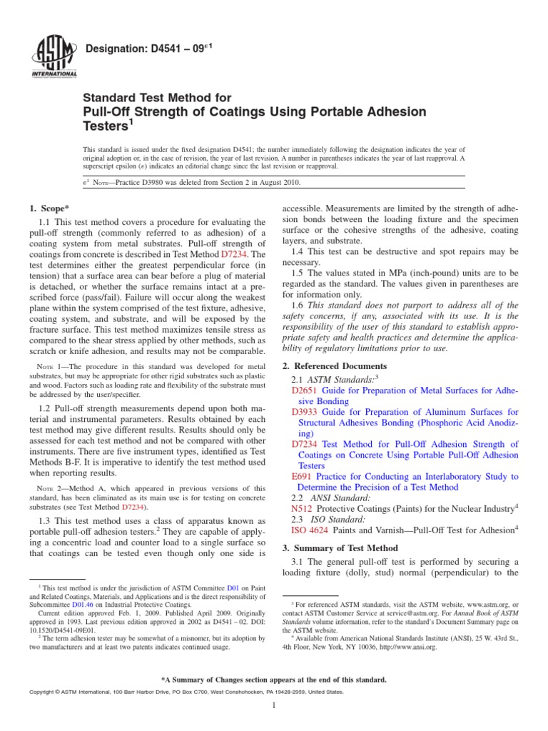Astm D4541 | PDF | Strength Of Materials | Adhesive