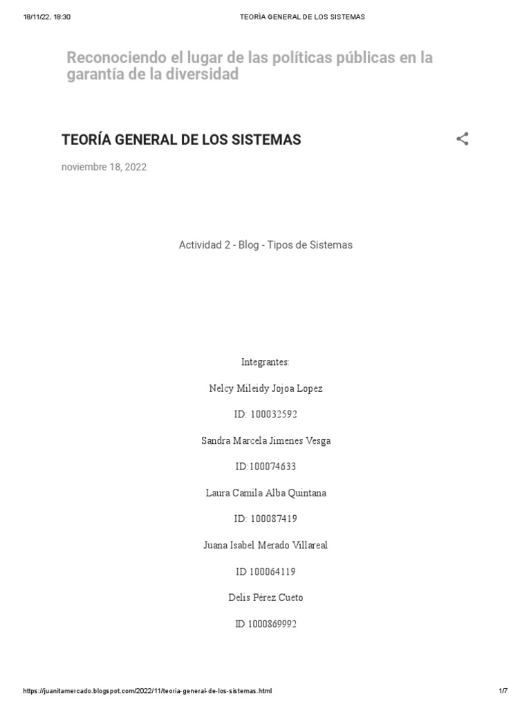 Teoría General de Los Sistemas | PDF | Sistema | Teoría de sistemas