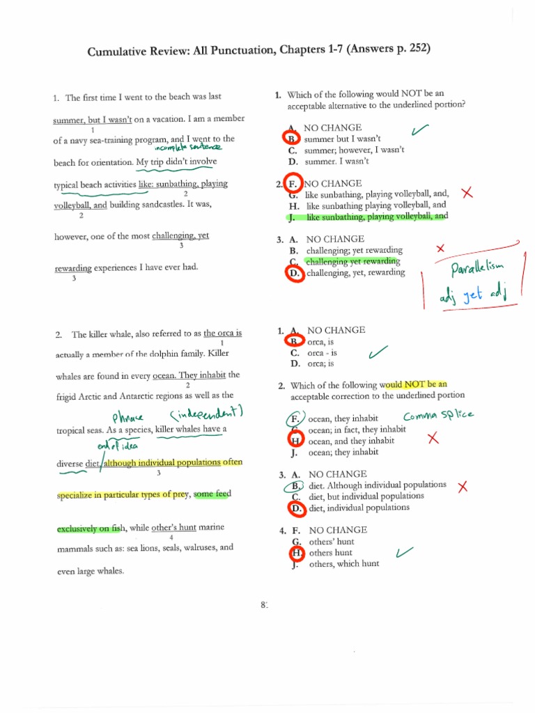 Sat Grammar Cumulative Review Quiz 1 PDF | PDF | Human Communication ...