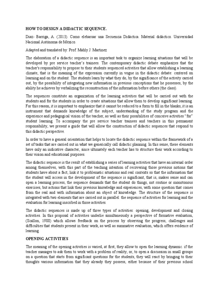 How To Design A Didactic Sequence Study Guide | Download Free PDF ...
