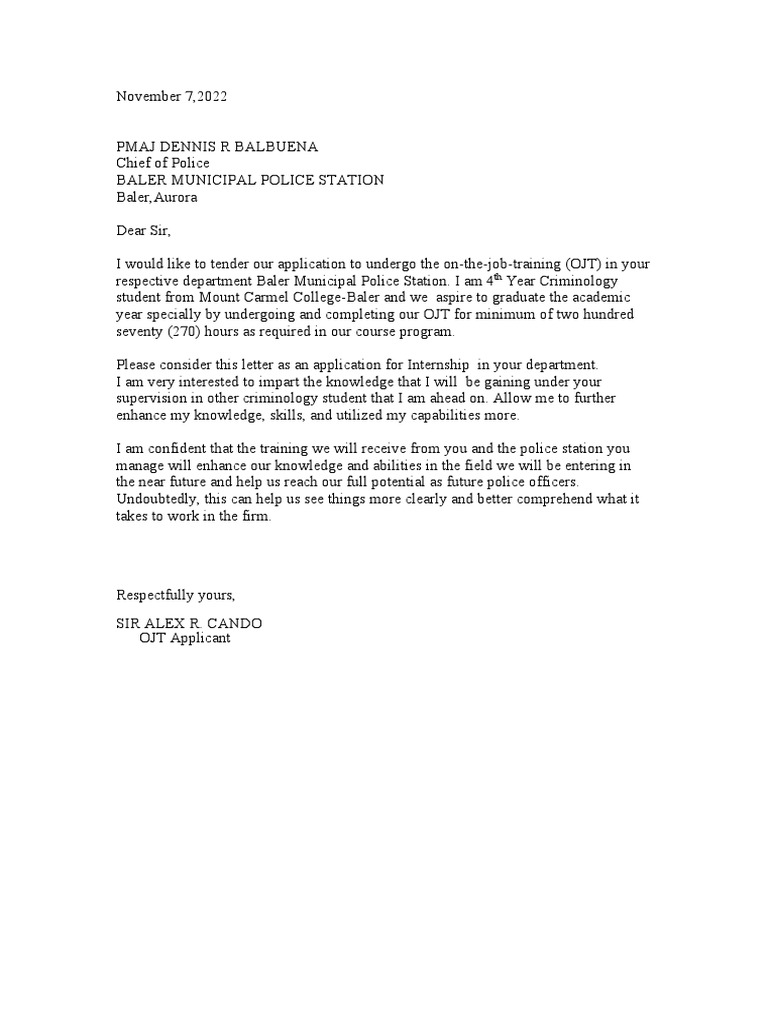 Application Letter Koto | PDF | Behavior Modification | Cognition